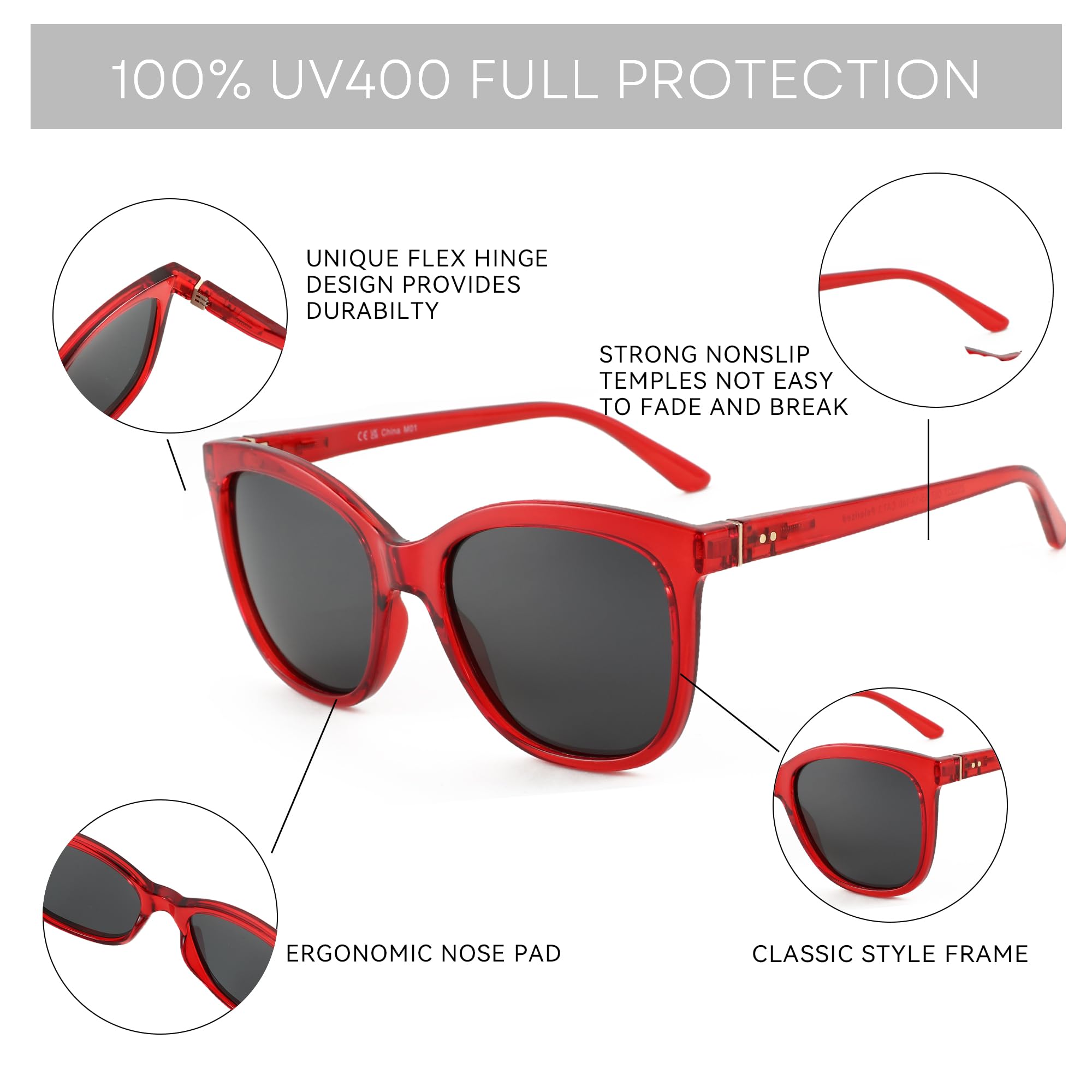 ZENOTTIC Polarized Sunglasses for Women UV400 Protection Retro Cute Fashion Cateye Sun Glasses