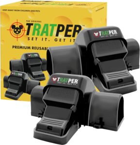 tratper rat and chipmunk traps. prevents accidental triggering with dual tunneled design. covered snap traps for humane kill, reusable, pest control for rats, indoor & outdoor use. 2 pack