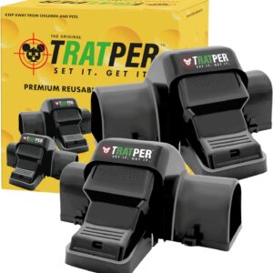 Tratper Rat and Chipmunk Traps. Prevents Accidental Triggering with Dual Tunneled Design. Covered Snap Traps for Humane Kill, Reusable, Pest Control for Rats, Indoor & Outdoor Use. 2 Pack