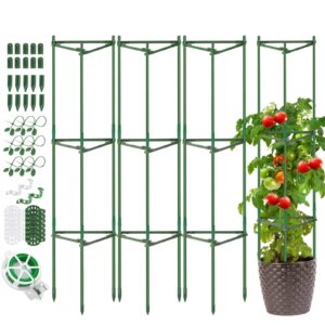 tomato cages for garden,3 pack tomato cages trellis, tomato cages heavy duty tomato stake support, plant cage garden cage for pots vegetables plants 48 inches