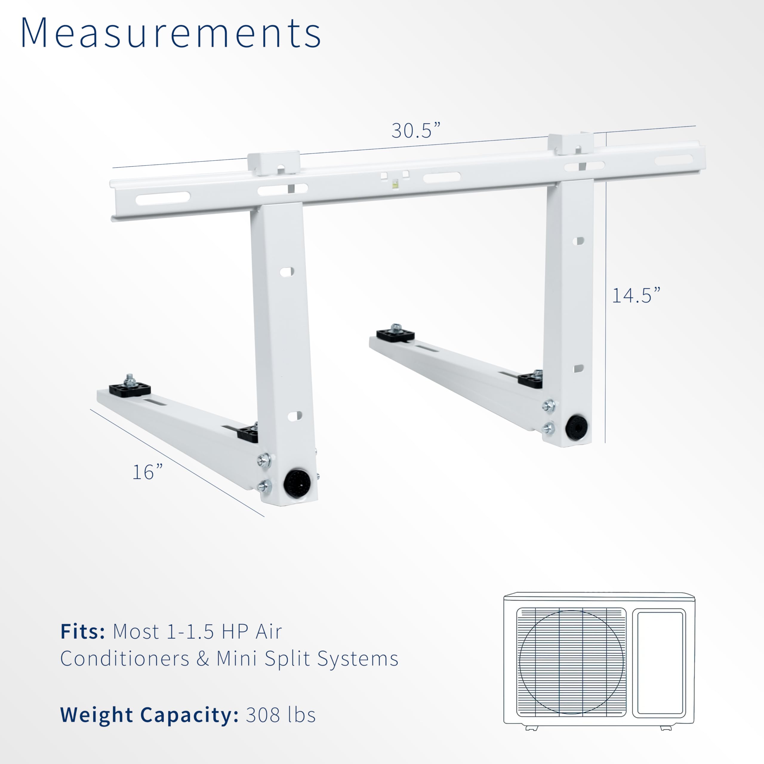 VIVO Adjustable Mini Split Air Conditioner Wall Mount, Designed for 1-1.5 HP Air Conditioners, Sturdy Steel Fits 9000 to 36000 BTU Systems, White, Mount-MSAC1