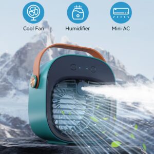 2024 Air Conditioner Portable- Rechargeable Personal Air Cooler with 3 Speeds, Mini Air Conditioner Fan, Quiet Desk Cooling Fan for Home, Bedroom, Travel, Office, Outdoor, Indoor