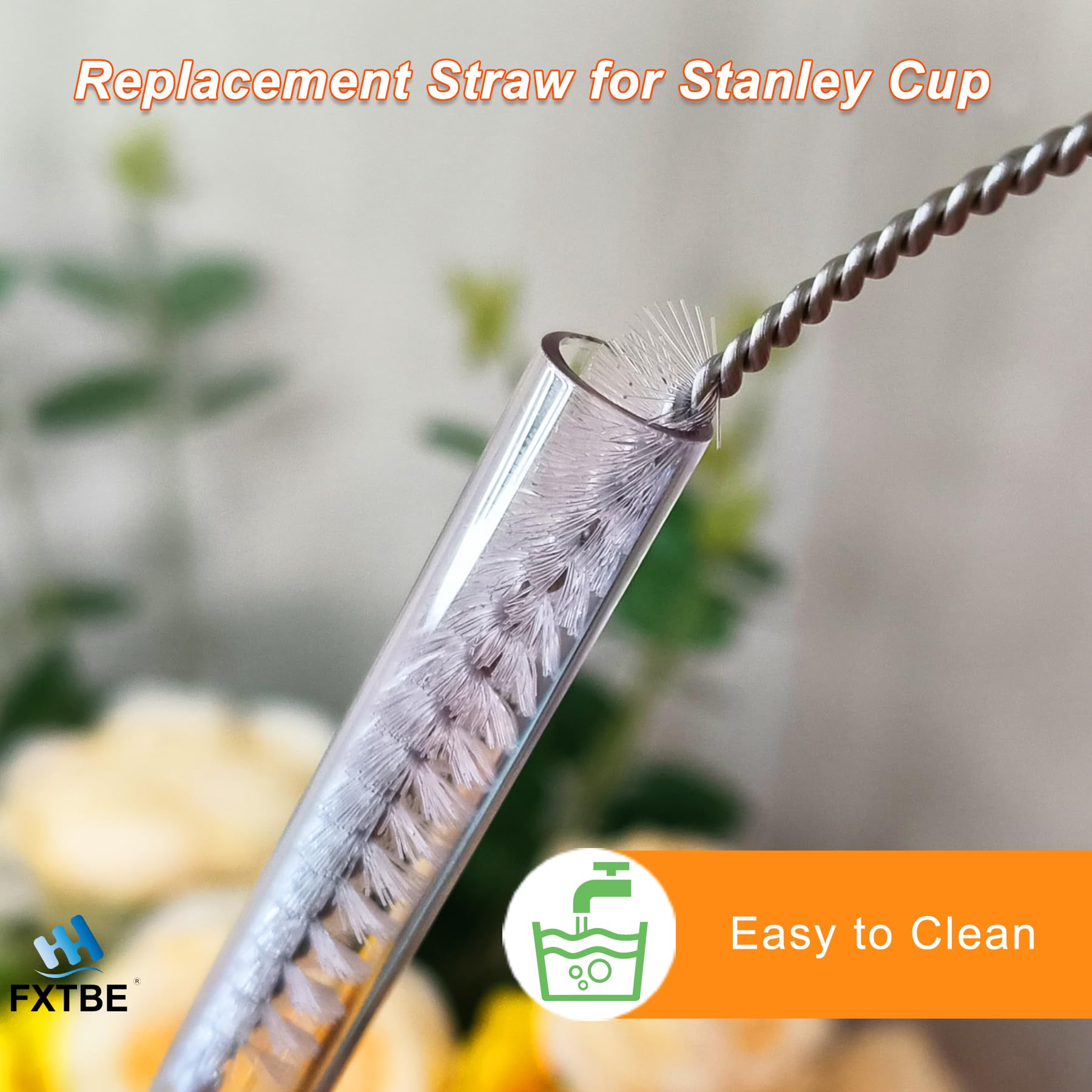 Straws for Stanley Cup, Straw for Stanley Cup 40 OZ, Replacement Straw for Stanley 40oz Tumbler, Tritan Straws with Straw Cleaner, 6Pack