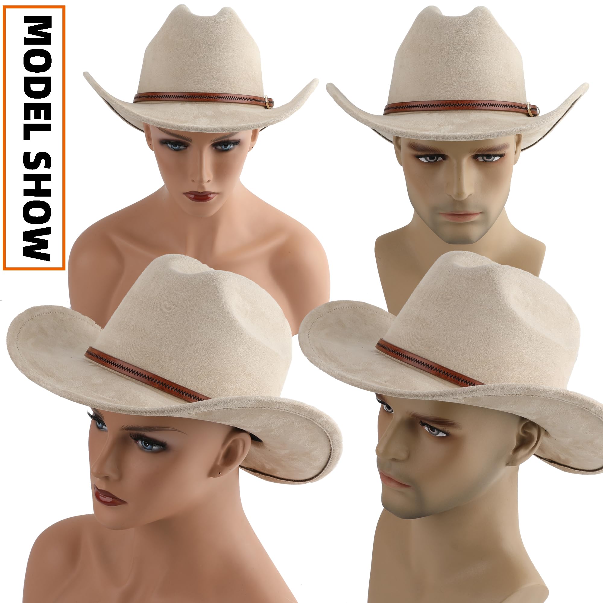 Pro Celia Cowboy Hat for Women and Men Wide Brim Western Cowgirl Hat (US, Alpha, One Size, Beige)