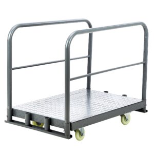 platform truck cart with wheels, steel panel flatbed dolly cart heavy duty, rolling utility grocery hand truck cart with 2000 lbs capacity and 4 swivel casters