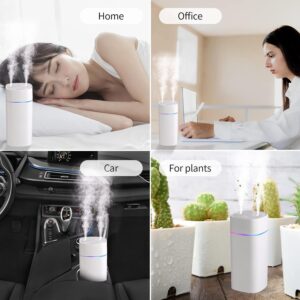 600ml Double Spray Small Humidifier for Bedroom, Mini Humidifier for Plant, Desk,Plant Humidifier with Double Spray, Portable Double Jet Humidifier for Indoor Office, Car