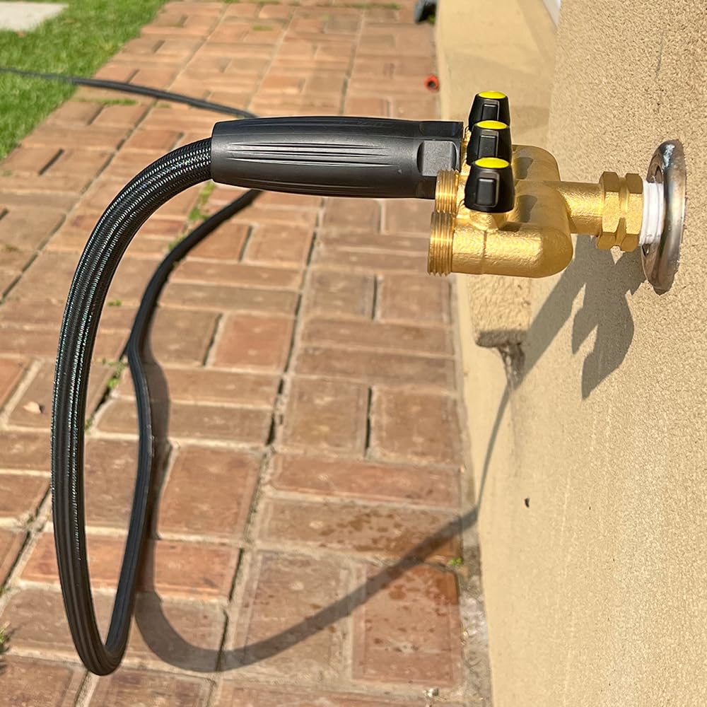 HQMPC Hose Splitter Garden Hose 3 Way Valve Hose Splitter Brass Hose Splitter With Solid Long Handle Brass Valve Water Waer Hose Spigot Splitter 3 Way Valve 3/4" GHT Thread