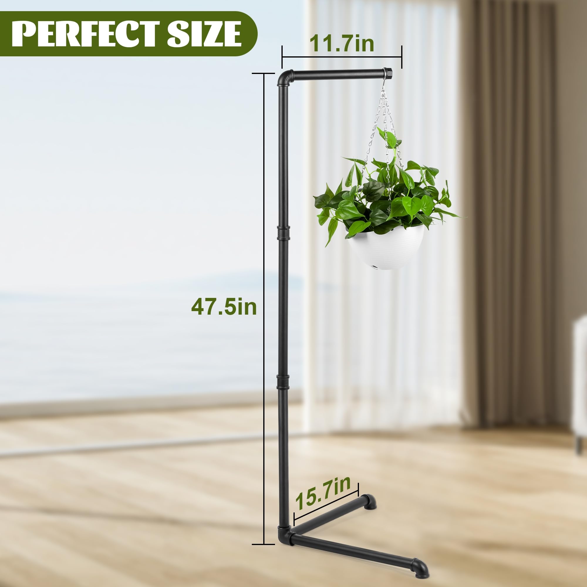 Zononoca Plant Hanger for Indoor - Corner Hanging Plant Stand, Black Metal Hanging Plant Holder for Indoor Plants, Hanging Planter for Living Room,Balcony,Garden (Pot & Plant Not Included)