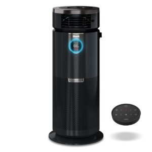 shark 3-in-1 max air purifier, heater & fan with nanoseal hepa, cleansense iq, odor lock, for 1000 sq. ft, charcoal grey