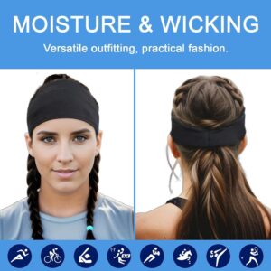 Calbeing Women Workout Black Headband with Silicone Grip(5Pack) Non Slip Sweatband Sport Hair Band for Running Exercise Gym Yoga