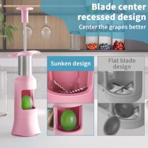 Newness Grape Cutter Tool Grape Slicer for Toddlers 1-3 Stainless Steel Kitchen Gadgets with 2 Straw Brushes & 2 Types of Slicing Cherry Grape Quarter Cutter Tomato Slicer tool baby Fruit Cutter(Pink)