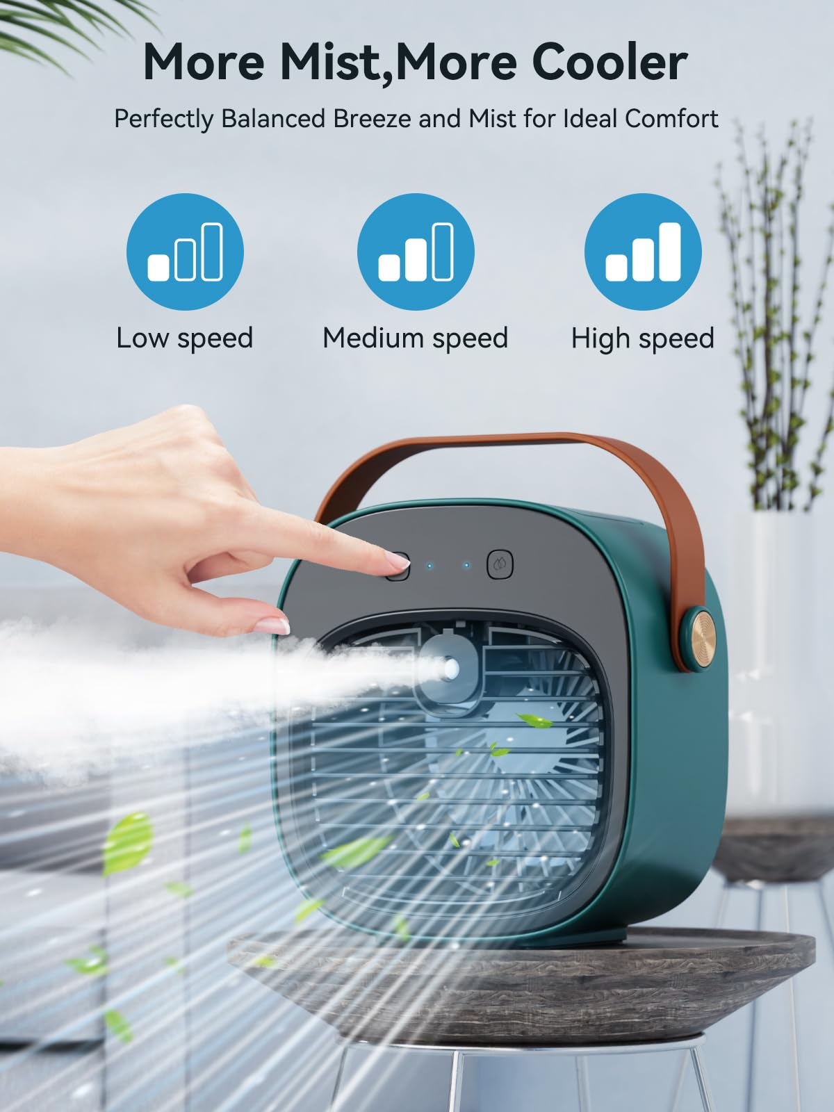 2024 Air Conditioner Portable- Rechargeable Personal Air Cooler with 3 Speeds, Mini Air Conditioner Fan, Quiet Desk Cooling Fan for Home, Bedroom, Travel, Office, Outdoor, Indoor