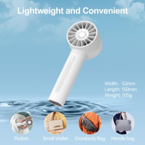 Portable Fan, Mini Handheld Fan with 3 Adjustable Speeds, 2600mAh Handheld Fan with 3-16H Usage Time and Newly Upgraded Motor, Small Lash Fan for Women's Make Up Fan, Nice Mini Fan for Summer (White)