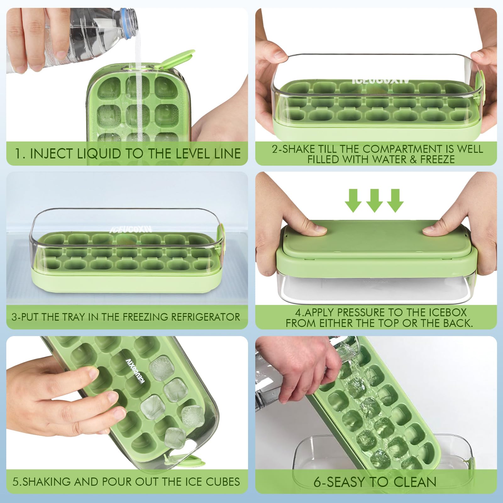 Ice Cube Tray, Easy Release Ice Mold - Silicone 21 pcs Ice Cube Trays for freezer - Ice Box for Cocktail, Tea, Coffee