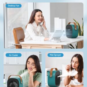 2024 Air Conditioner Portable- Rechargeable Personal Air Cooler with 3 Speeds, Mini Air Conditioner Fan, Quiet Desk Cooling Fan for Home, Bedroom, Travel, Office, Outdoor, Indoor