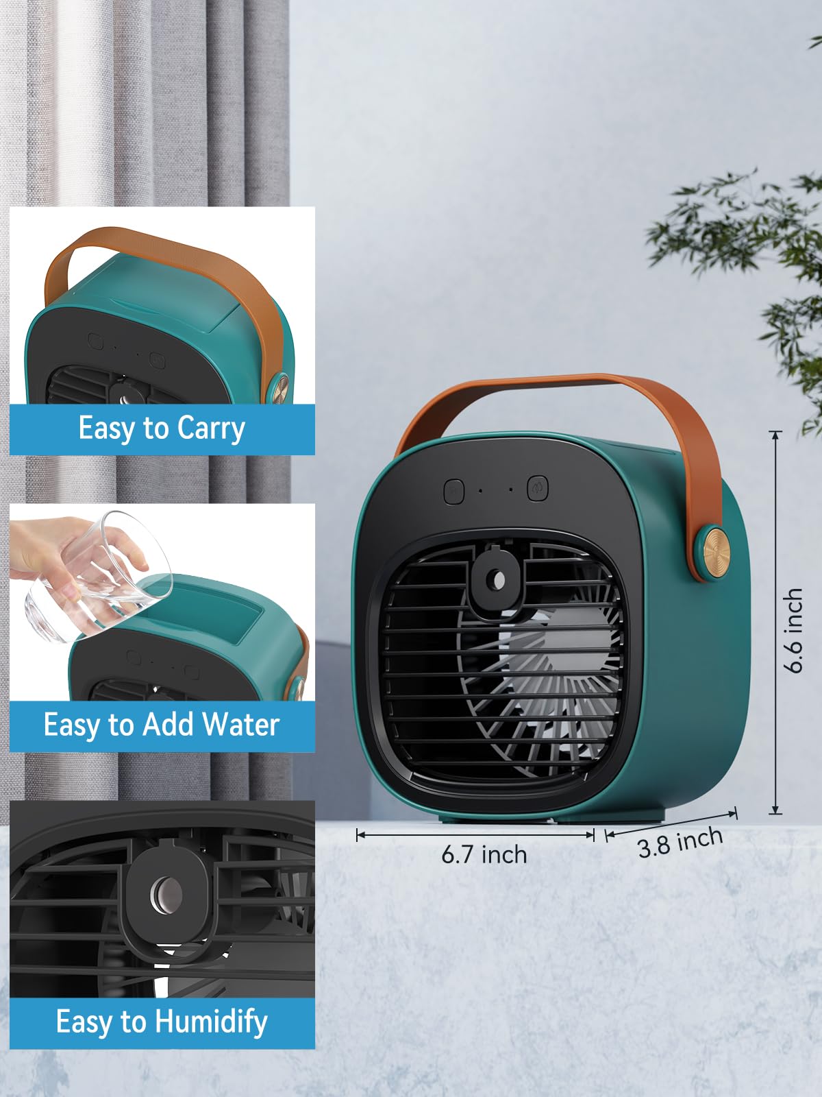 2024 Air Conditioner Portable- Rechargeable Personal Air Cooler with 3 Speeds, Mini Air Conditioner Fan, Quiet Desk Cooling Fan for Home, Bedroom, Travel, Office, Outdoor, Indoor