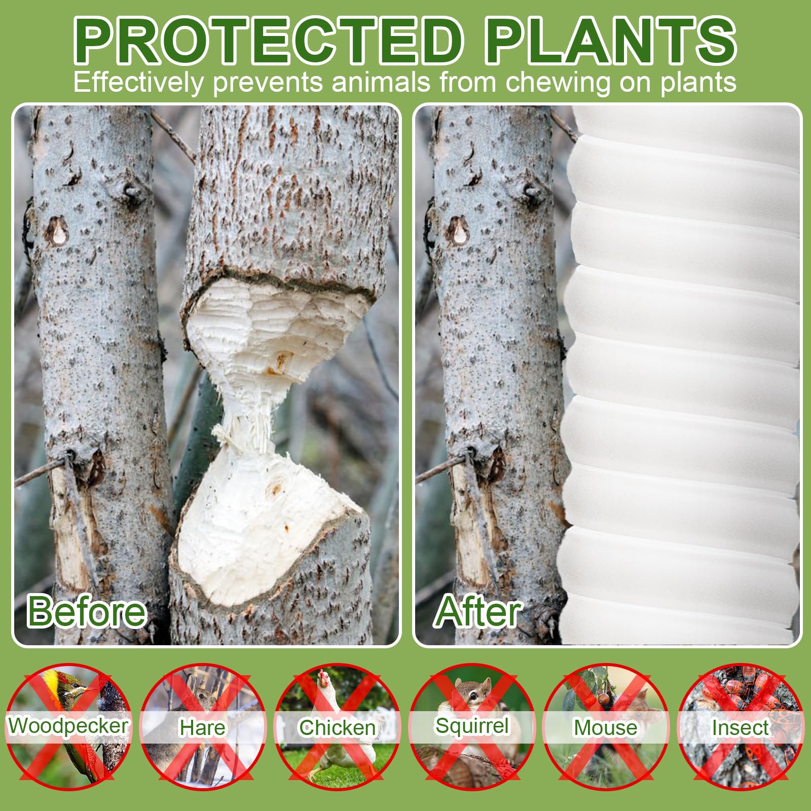 4 Pcs Tree Trunk Protector-2 Size Plastic Spiral Tree Guard Tree Trunk Protector Wrap Tree Bark Protector Tube Tree Wraps to Protect Bark Tree Saplings from Deer Cats Rodents Rabbit Mowers (White)