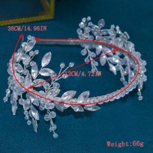 WONRLUA Wedding Hair Pieces for Brides, Bridal Headband, Handcrafted Tiaras for Women(Silver)