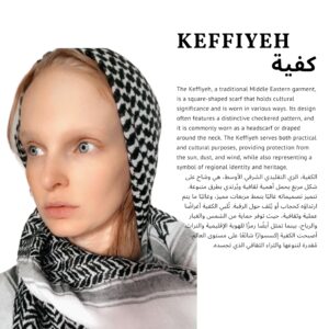 Generic Traditional authentic middle eastern Keffiyeh Scarf - Classic Black & White Headwrap