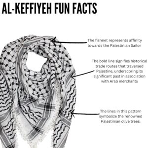 Generic Traditional authentic middle eastern Keffiyeh Scarf - Classic Black & White Headwrap