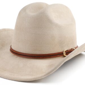 Pro Celia Cowboy Hat for Women and Men Wide Brim Western Cowgirl Hat (US, Alpha, One Size, Beige)