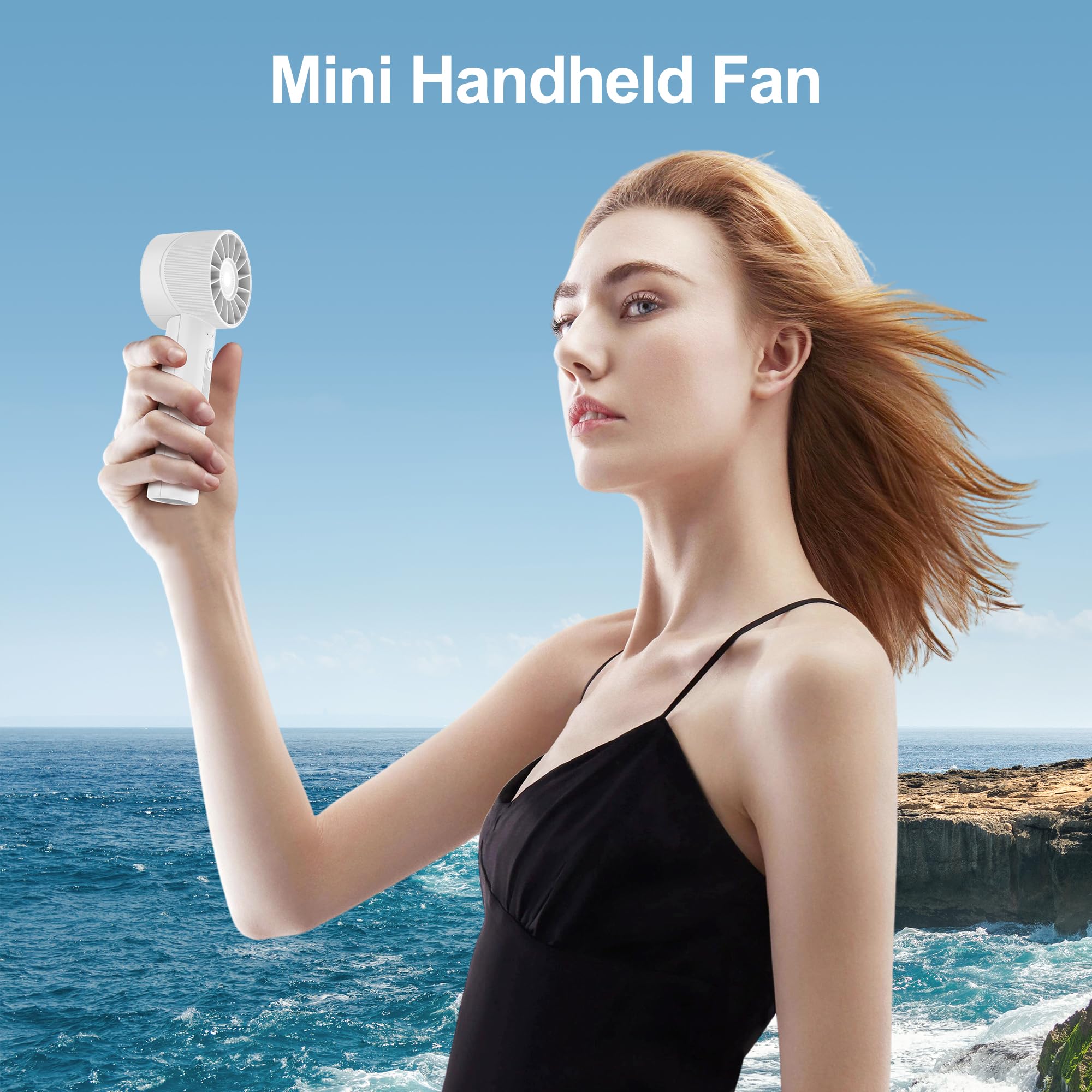 Portable Fan, Mini Handheld Fan with 3 Adjustable Speeds, 2600mAh Handheld Fan with 3-16H Usage Time and Newly Upgraded Motor, Small Lash Fan for Women's Make Up Fan, Nice Mini Fan for Summer (White)