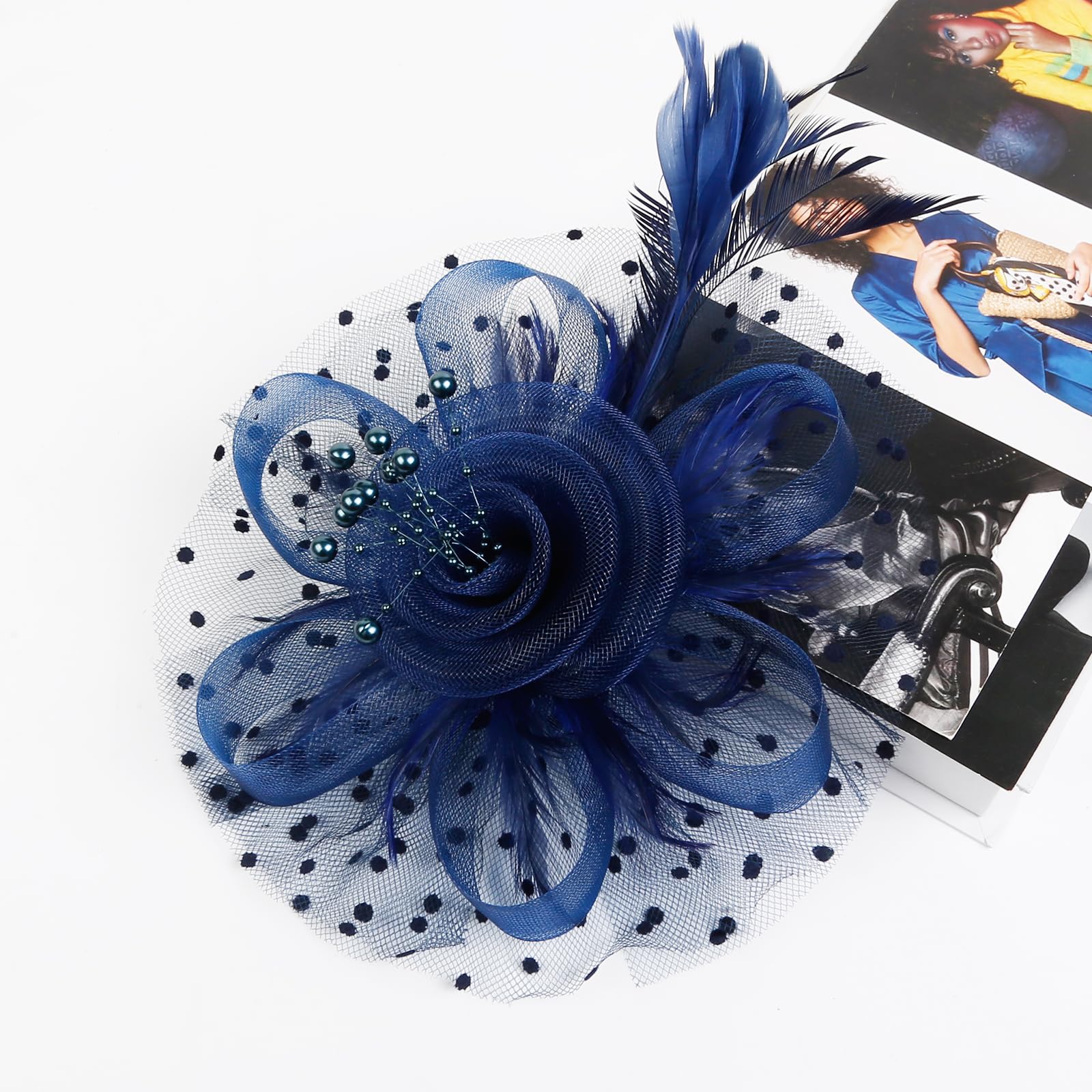 Fascinators Hats for Women Tea Party Headband Kentucky Derby Hats Fascinator Headpiece Navy Blue