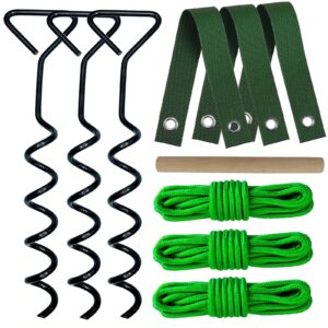 tree stakes and supports for leaning trees,spiral tree stake kit heavy duty for young trees straightening,garden metal stakes for resist strong winds outdoor