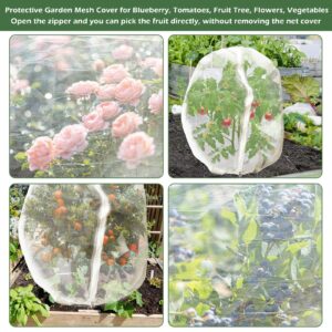 3Pcs Plant Covers from Insects, Bird Netting Barrier for Blueberry Bushes with Drawstring Zipper Mesh Garden Netting Fruit Tree Bags Plants Net Cage for Protect Tomato Vegetable Citrus, 3.3×5Ft