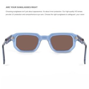 Baililai Trendy Rectangle Sunglasses for Women and Men,High Definition Clarity, UV Protection, and Glare Reduction (blue-C6)