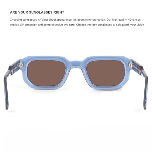 Baililai Trendy Rectangle Sunglasses for Women and Men,High Definition Clarity, UV Protection, and Glare Reduction (blue-C6)