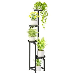 bamworld tall plant stand indoor outdoor, corner metal flower pot stands for multiple plants, 4 tier heavy duty plant shelf for patio garden balcony living room bedroom