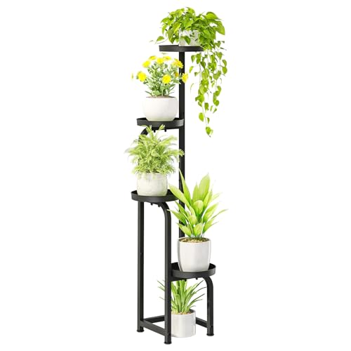 Bamworld Tall Plant Stand Indoor Outdoor, Corner Metal Flower Pot Stands for Multiple Plants, 4 Tier Heavy Duty Plant Shelf for Patio Garden Balcony Living Room Bedroom