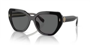 tory burch ty7194u 170987 55mm black/dark grey cateye sunglasses for women + bundle with deisgner iwear complimentary eyewear kit