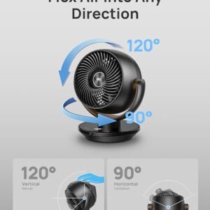 Dreo Fan for Bedroom, Desk Air Circulator Fan with Remote, 11 Inch Table Fans for Whole Room, 60ft Powerful Airflow, 120° Vertical Manual +90° Oscillating Fan, 4 Speeds, 8H Timer, Quiet Fan, Home