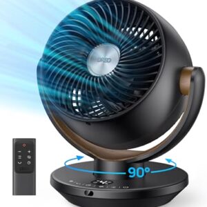 Dreo Fan for Bedroom, Desk Air Circulator Fan with Remote, 11 Inch Table Fans for Whole Room, 60ft Powerful Airflow, 120° Vertical Manual +90° Oscillating Fan, 4 Speeds, 8H Timer, Quiet Fan, Home