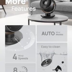 Dreo Fan for Bedroom, Desk Air Circulator Fan with Remote, 11 Inch Table Fans for Whole Room, 60ft Powerful Airflow, 120° Vertical Manual +90° Oscillating Fan, 4 Speeds, 8H Timer, Quiet Fan, Home