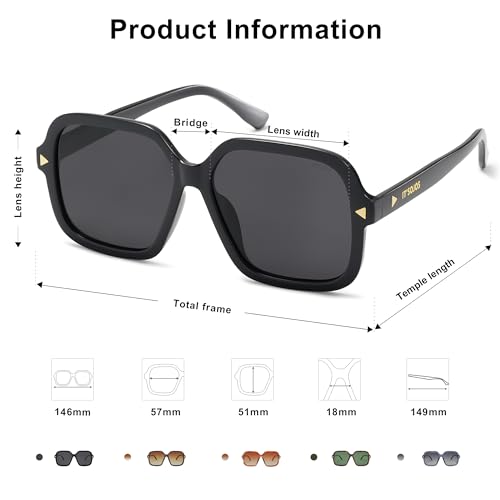 SOJOS Sunglasses for Women & Men, Square, Polarized Lens, Trendy, Oversized Shades SJ2298 (SJ2298, Black Gold,Grey)