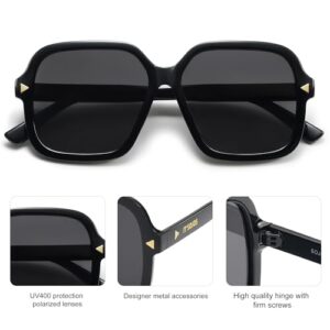 SOJOS Sunglasses for Women & Men, Square, Polarized Lens, Trendy, Oversized Shades SJ2298 (SJ2298, Black Gold,Grey)