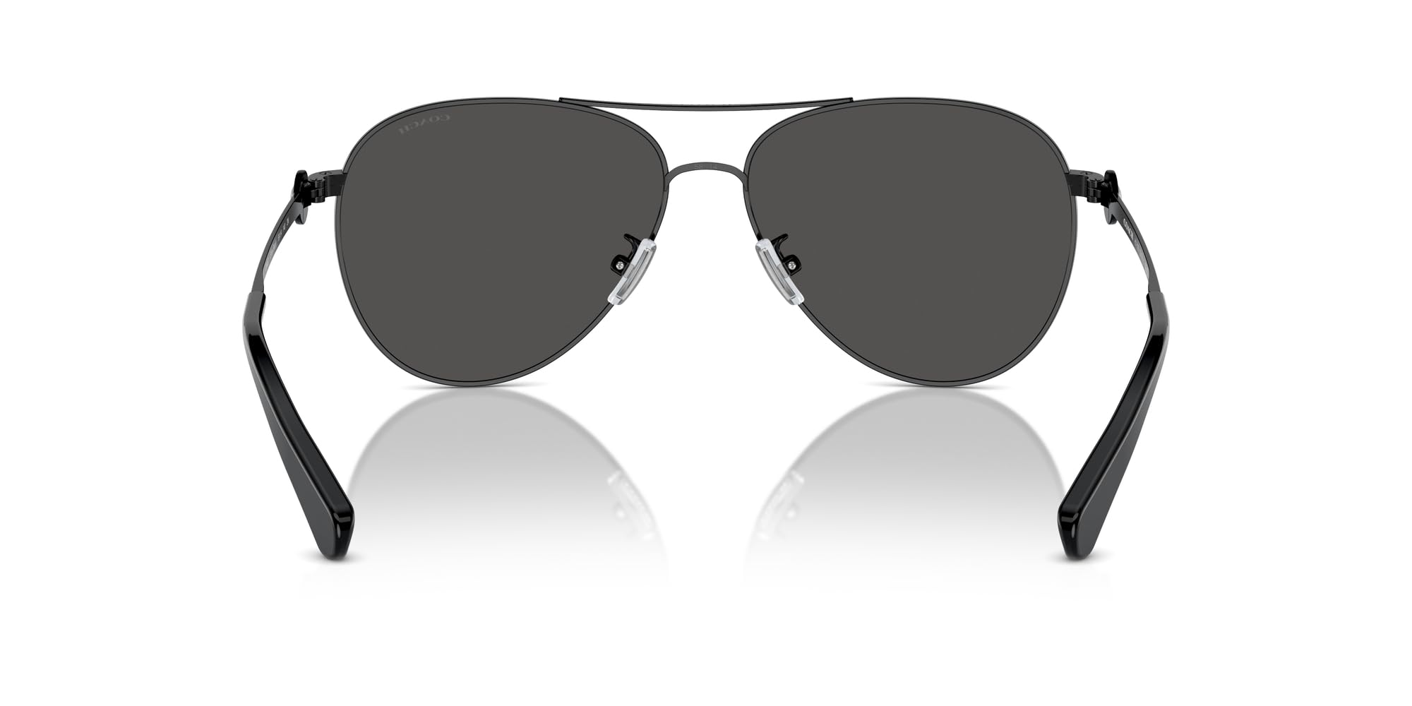 COACH Women's HC7128 Aviator Sunglasses, Shiny Black/Grey Solid, 58 mm