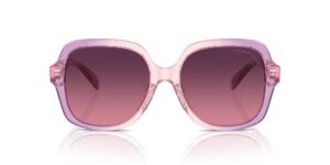 coach women's hc8395u universal fit square sunglasses, amethyst/pink gradient/burgundy gradient polarized, 54 mm