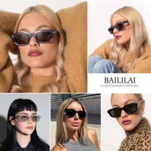 Baililai Trendy Rectangle Sunglasses for Women and Men,High Definition Clarity, UV Protection, and Glare Reduction (blue-C6)