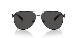 coach women's hc7128 aviator sunglasses, shiny black/grey solid, 58 mm