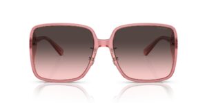 coach women's hc8368d square sunglasses, transparent berry/grey pink gradient, 61 mm