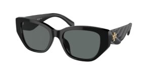 tory burch ty7196u 170981 53mm black/dark grey polarized rectangular sunglasses for women + bundle with deisgner iwear complimentary eyewear kit