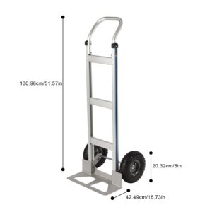 YUNLAIGOTOP Hand Truck Dolly Heavy Duty Dolly Cart with Wheels Industrial Strength 440 lbs Weight Capacity, Aluminum Moving Dolly Cart for Offices, Campsites, Event Venues, Catering