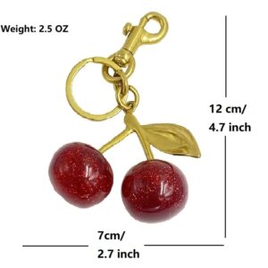 Craoopii Cherry Bag Charm, Cute Keychain with Metal Key Ring and Clip, Cherry Charm for Purse,Key,Car Remote,Bags Accessories for Women Girls