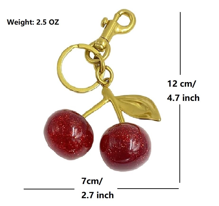 Craoopii Cherry Bag Charm, Cute Keychain with Metal Key Ring and Clip, Cherry Charm for Purse,Key,Car Remote,Bags Accessories for Women Girls