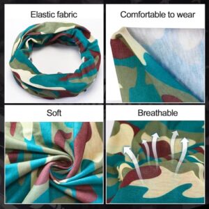 Bonuci 100 Pcs Neck Gaiter Bulk Seamless Neck Gaiter Face Coverings Breathable Elastic Headwear Bandana for Women Men (Camouflage)