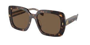 tory burch ty7193u 172873 56mm dark tortoise/dark brown square sunglasses for women + bundle with deisgner iwear complimentary eyewear kit